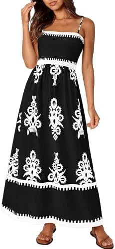 PRETTYGARDEN Summer Dress for Women 2025 Floral Sundress Spaghetti ...