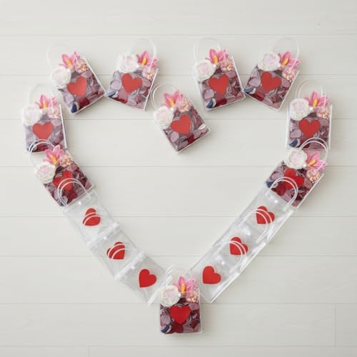 Amazon.com: Glenmal 50 Pcs Valentines Day Clear Gift Bags with Handle ...