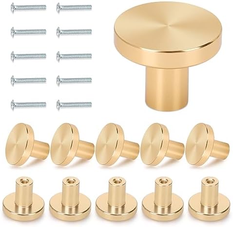 Wuudi 10Pcs Solid Brass Hexagon Knobs with Screw for Cupboard, Desk, Drawer, Dresser Drawer ...