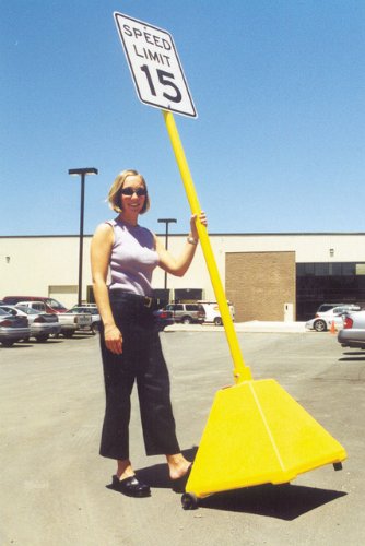 Wheeled Sign Base with Post, Yellow, with Wheels Polyethylene 22" Base ...
