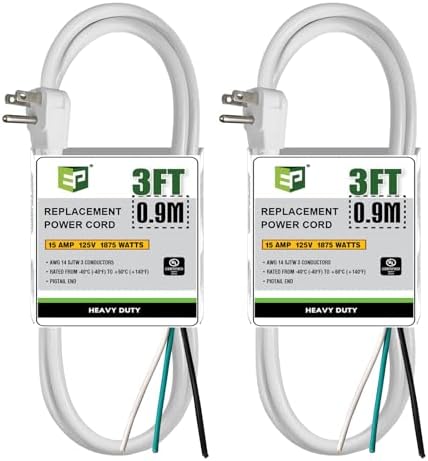 Amazon.com: EP 2 Pack 3 Ft Flat Plug Appliance and Power Tool Cord, 14 ...