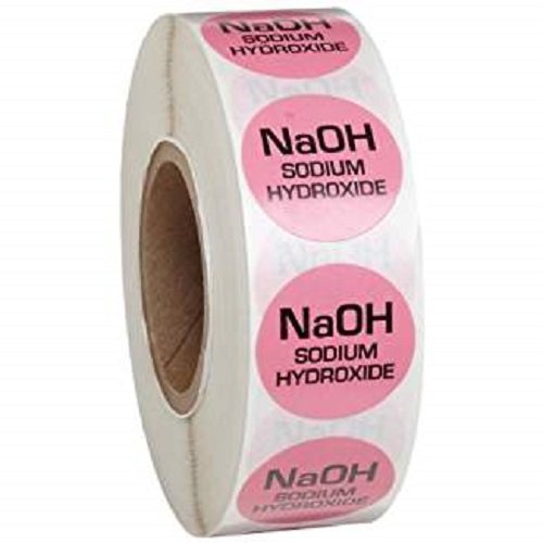 Greenwood Products GWSODIUMHYDROXIDELABEL Sodium Hydroxide (NAOH) Pink 1" Diameter Color Coded ...