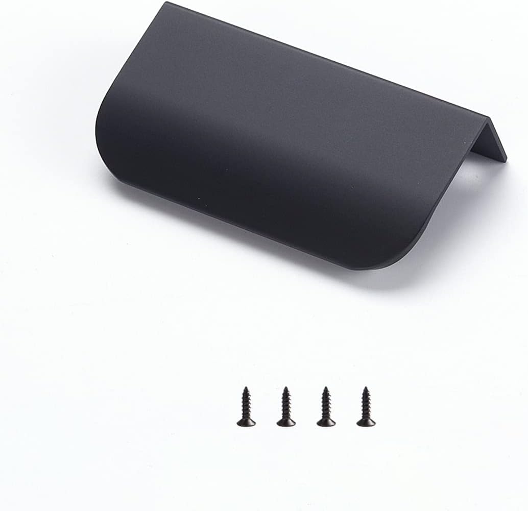 sunlithor Edge Black Finger Pulls for Cabinet Kitchen Hardware Drawer ...
