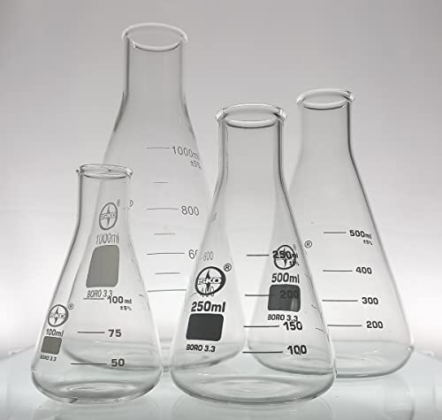 ISKO Borosilicate Glass Conical Flask With Long Neck Erlenmeyer Flask ...