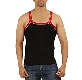 Buy JUBINATION Boy's Round Neck Piping Rib Gym Vest/Baniyan (Black, 90 ...