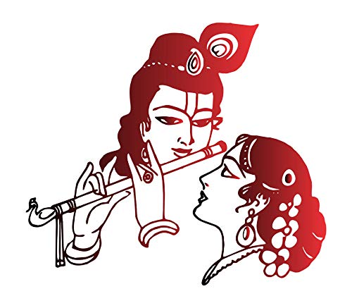 Buy Sahaj Decor Red & Black Radha Krishna Sticker | Wall Sticker for ...