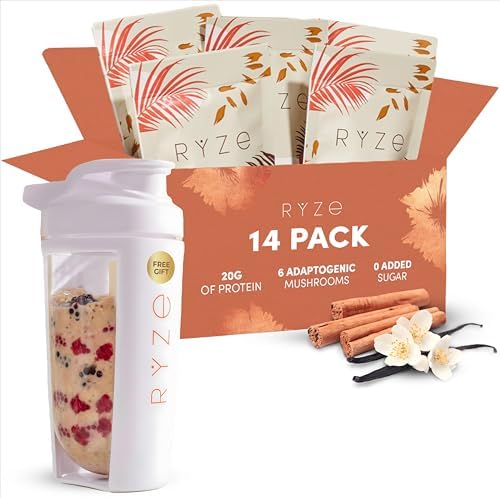 Amazon.com: RYZE SUPERFOODS Mushroom Protein Overnight Oats, Oatmeal ...
