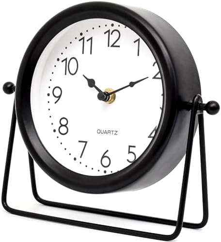 Amazon.com: NIKKY HOME Vintage Table Clock, Black Desk Clock on Stand ...