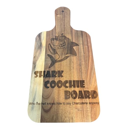 Amazon.com: Paddle Handled Acacia Laser Engraved Shark Coochie Board ...