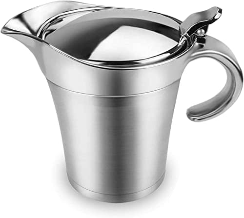 Stainless Steel Gravy Boat Sauce Jug with Lid, Double Wall Insulated ...