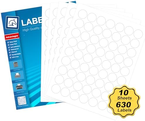 Amazon.com : Pony Packaging 1" Round Sticker Labels for Laser/Ink Jet ...