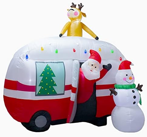 luxfcup 8FT Christmas Inflatable Santa Snowman Camper Inflatables ...