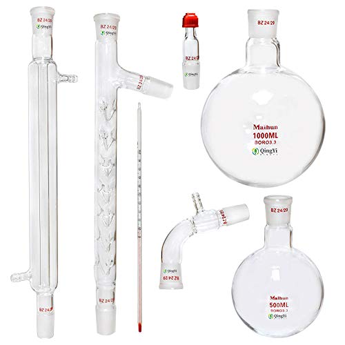 13pcs Glass Distillation Apparatus 24/40 Joint 1000ml Essential Oil ...
