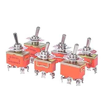 1Pcs 15A 250V SPST 2 4 6 Terminal ON Off Toggle Switch Self-Locking (Color : E-TEN1121) (Color ...