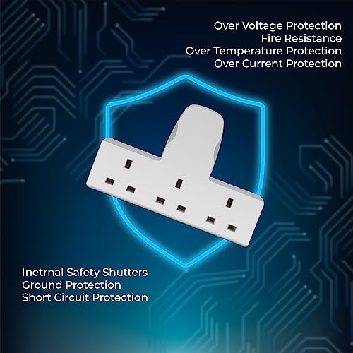 3 Way Plug Extender, Extension Plug 3 Outlet Multi Plug Adapter Surge ...