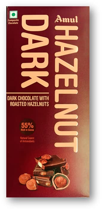 Unique Amul Hazelnut Dark Chocolate With Roasted Hazelnuts 55% Rich in ...