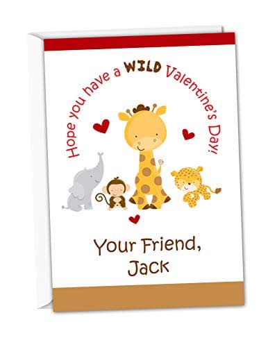 Amazon.com: Animals Valentine's Day Cards Classroom Valentines Zoo ...