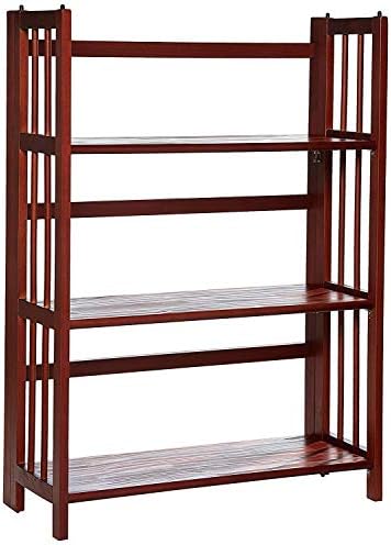 Amazon.com: MISC Walnut Wide Folding Bookcase Collapsible Book Case 3 ...