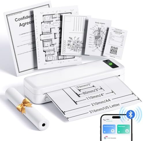 Amazon.com: Thermal Printer, Portable Thermal Printer 8.5 x 11 ...