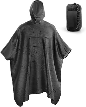 Amazon.com: POPUPWAVE Heavy Duty Rain Poncho - Lightweight Hooded ...