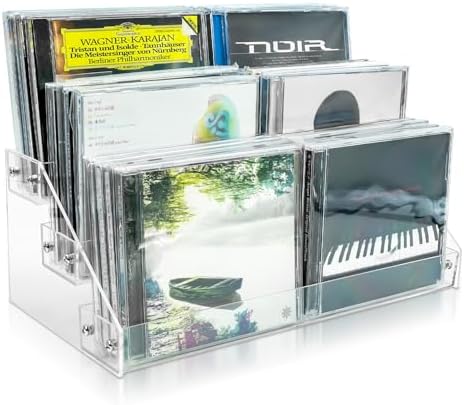MQODLFP 4Tier Clear Acrylic CD Holder Cascading CD Storage Rack,DVD/CD ...