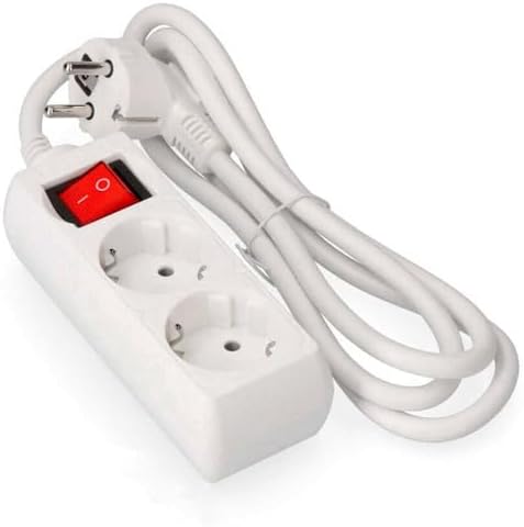 Multiprise Blanche à 2 Prises Schuko avec Interrupteur, 1,5 m H05VV-F ...