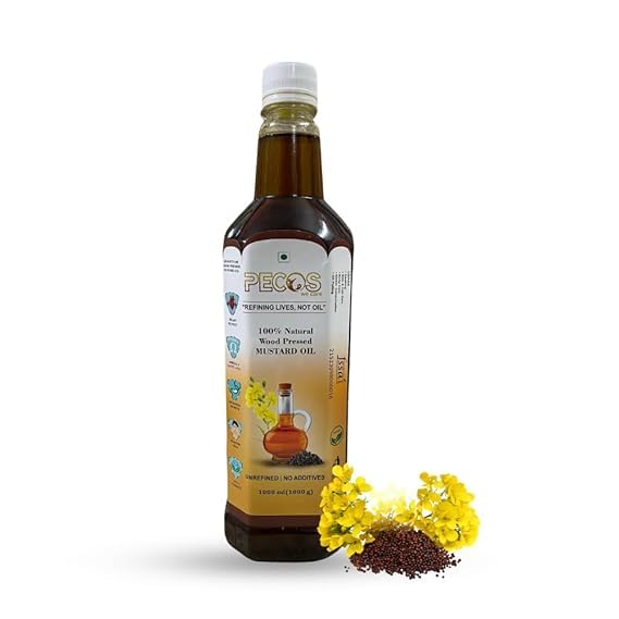 PECOS 100% Natural Wood Pressed Black Mustard Oil | Kolhu/Kacchi Ghani ...
