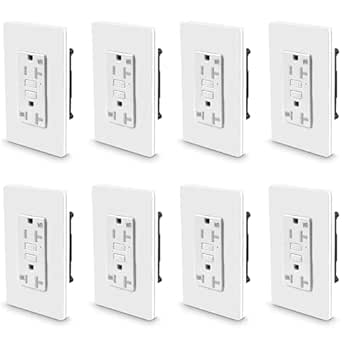 8 pack 20 amp Outlet GFCI Thinner Design gfi Electrical Outlet Weather ...