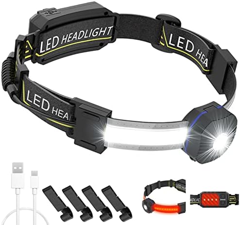 LED Headlamp USB Rechargeable Head Torch 5 Modes Headlight Waterproof ...
