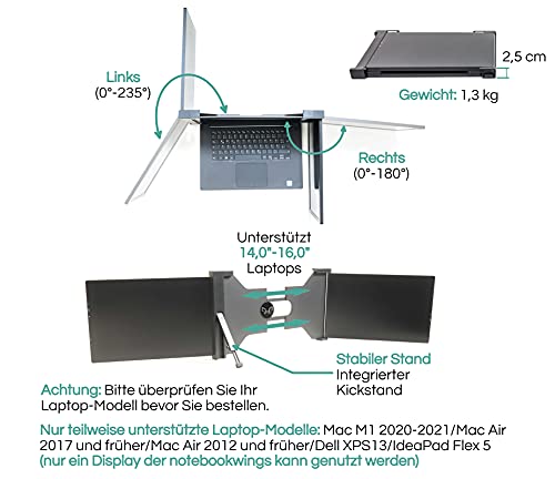 notebookwings 13 - Draagbare monitor voor laptops, full-HD IPS 13,3 ...