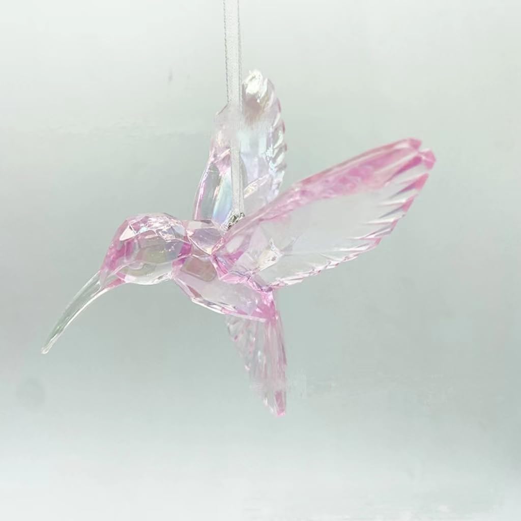Amazon.com: 1Pc Pink Hummingbird Ornament Acrylic Crystal Glass-Like ...