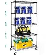 Amazon.com: Doredo 5 Tier Wire Shelving Unit With Wheels, Adjustable ...