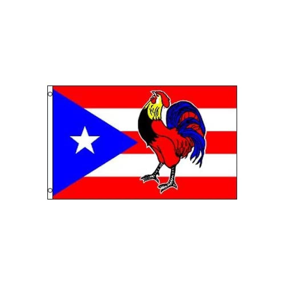 Bandera Puertorriqueña Con Gallo PUERTO RICO FLAG 3X5