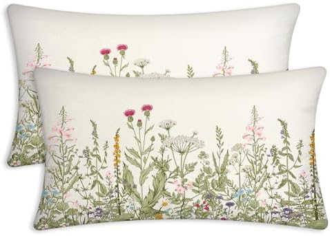Amazon.com: Kerton Stork Vintage Floral 12X20 Pillow Cover Set of 2 ...