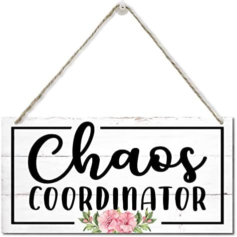 Amazon.com: Funny Chaos Coordinator Wood Sign, Wood Signs, Hanging ...