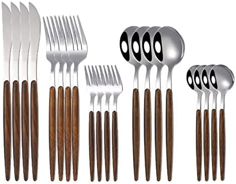 M T BROTHERS - Cuttlery Set with Brown Handle,Stainless Steel Cutlery ...