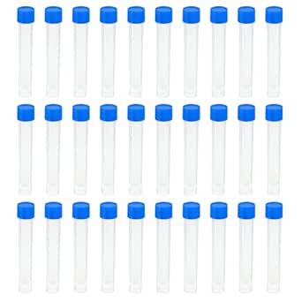 PATIKIL 10mL Plastic Test Tubes, 30 Pack Frozen Container Storage Blue ...