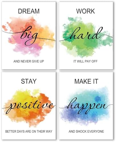 Amazon.com: Outus Set of 9 Watercolor Inspirational Wall Art Prints ...