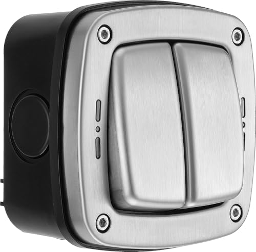 BG Electrical Outdoor Double Wall Switch with LED Indicator, Decorative ...