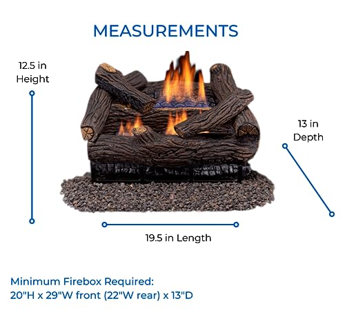 Duluth Forge Ventless Natural Gas Log Set - 18 in. Stacked Oak, 30,000 ...