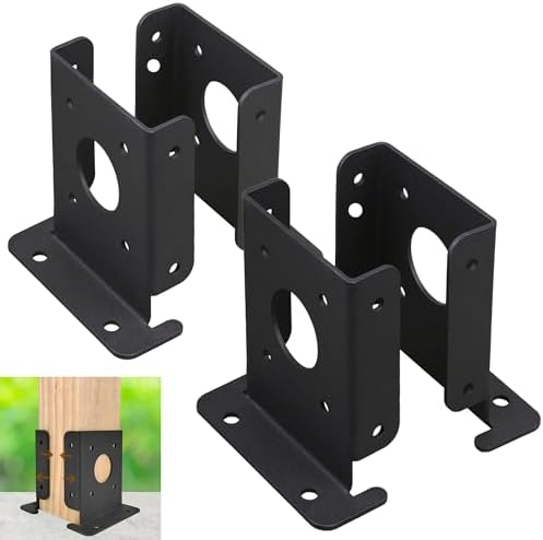 Wpbhk 4Pcs Adjustable 4x4 Wood Fence Pergola Post Base Brackets kit Heavy Duty Post Anchor Base ...