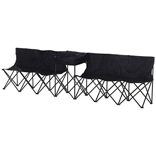 Outsunny 6 Seat Folding Sports Bench Portable Sports Team Bench ...
