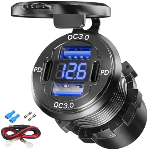 Amazon.com: 12V USB Car Socket, 3-Port Marine Aluminum USB Quick Charge ...