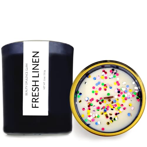 Amazon.com: BEAUTY OPULENCE GLAM Fresh Linen Natural Soy Candle Clean ...