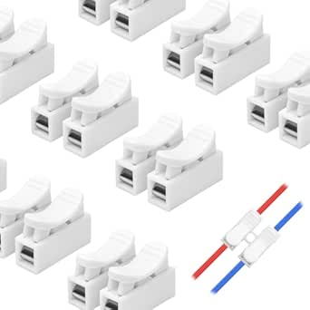 120 PCS CH2 Quick Connector Spring Wire Connectors Block, White ...