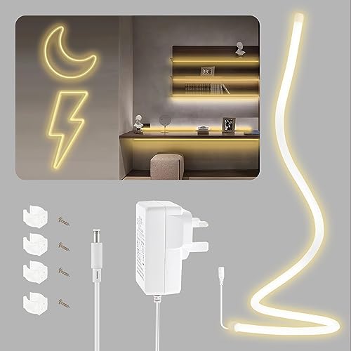 LED Neon Rope Lights 360 Lighting, 1m Round Tube Warm White LED Strip ...