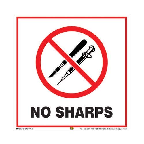 Mr. Safe - No Sharps Sign Eco Vinyl Sticker 8 inch X 8 inch : Amazon.in ...