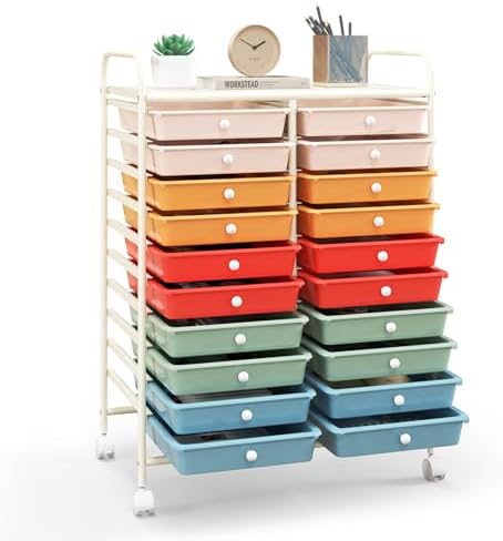 Amazon.com: HOMGX Storage Cart with 20 Drawers, 20 Tier Multicolor ...