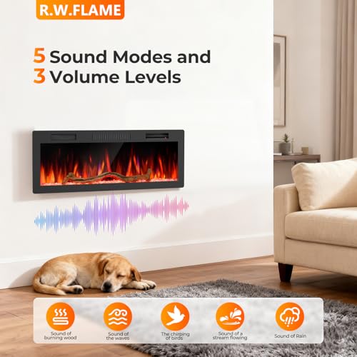 R.W.FLAME 42 Inch Recessed and Wall Mounted Smart Electric Fireplace ...