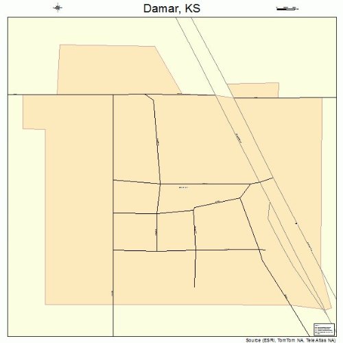Large Street & Road Map of Damar, Kansas KS - Printed poster size wall ...